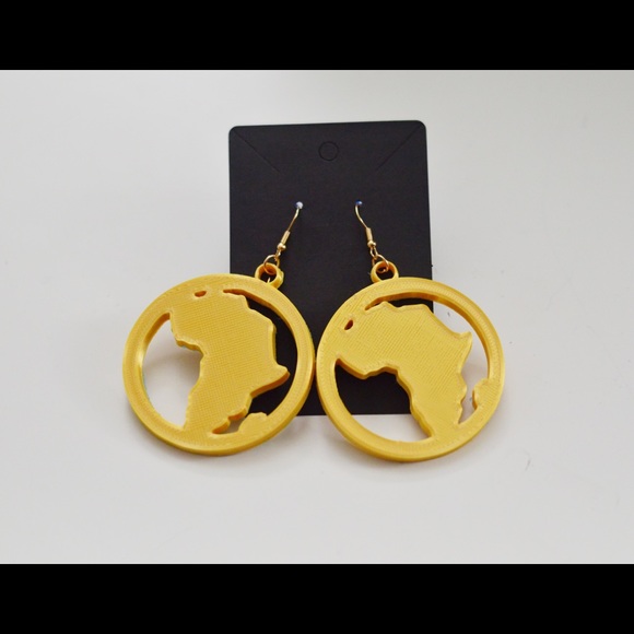 Hand Crafted | Jewelry | 3d Printed Gold Color African Map Earrings ...